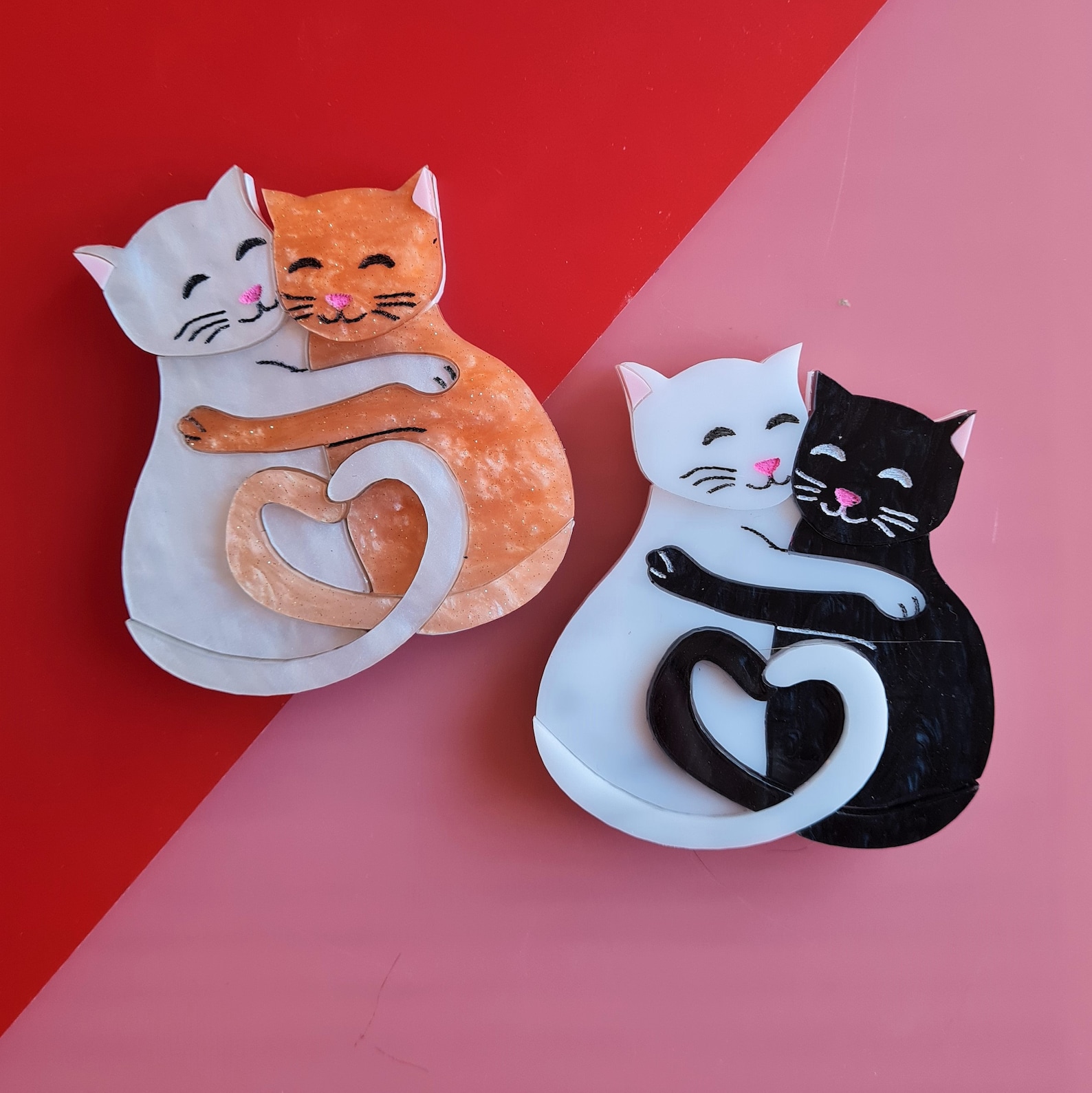 The Purrfect Match Cat Yin Yang Brooch or Necklace - Etsy UK