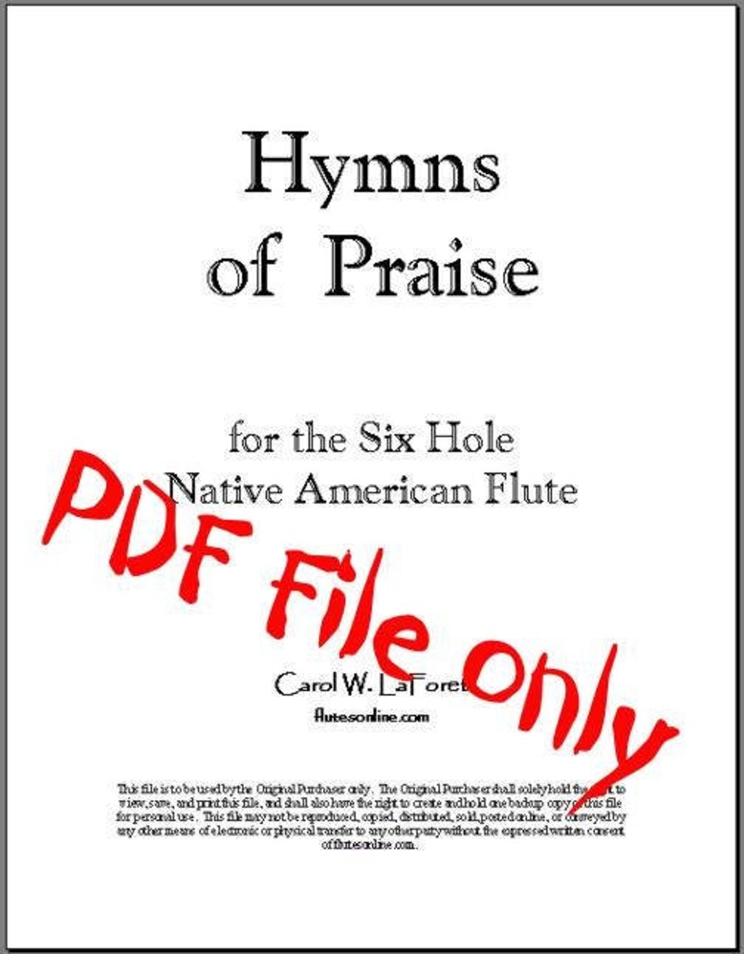Hymns of Praise for the 6 Hole Native American Flute PDF File, 19 Hymns ...