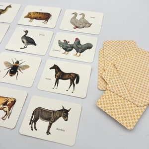 Matching Game Vintage Farm Animal Memory Game, Preschool Game Learning ...