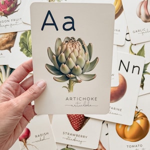 Alphabet ABC Flashcards Fruit Veggies Food 5x7" Cards, Homeschool ...