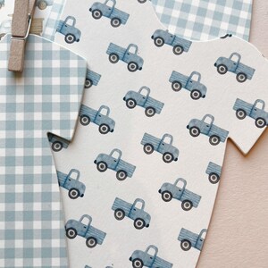 Baby Shower Blue Truck Banner, Baby Boy Shower Decor, Blue Gingham ...