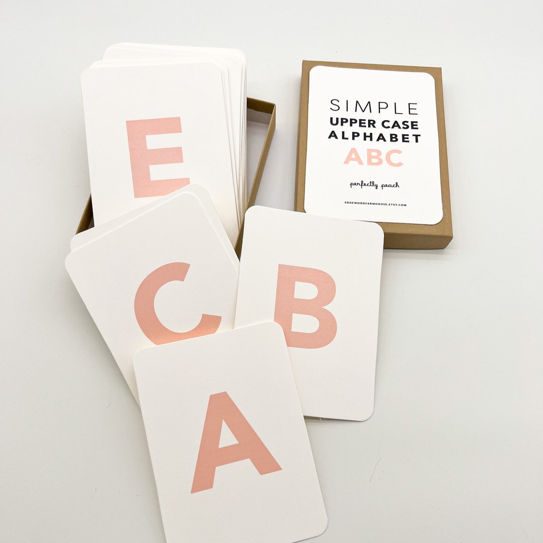 Uppercase Simple 26 Alphabet Flashcards Peach/pink and White - Etsy