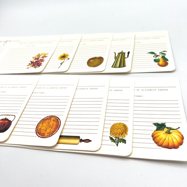 Fall Recipe Cards - Etsy