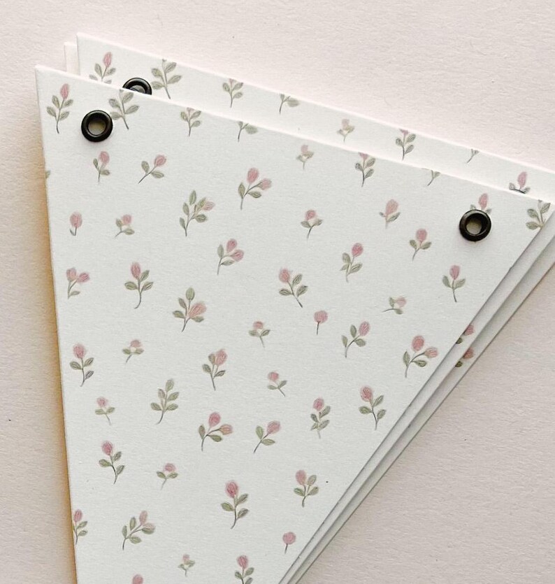 Bunting Banner Pink Gingham and Pink Rosebuds, Super Heavy Card Stock ...