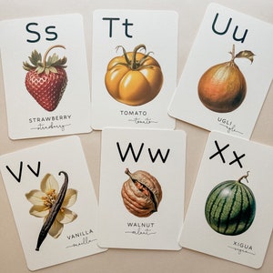 Alphabet ABC Flashcards Fruit Veggies Food 5x7" Cards, Homeschool ...
