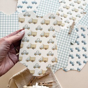 Baby Shower Blue Truck Banner, Baby Boy Shower Decor, Blue Gingham ...