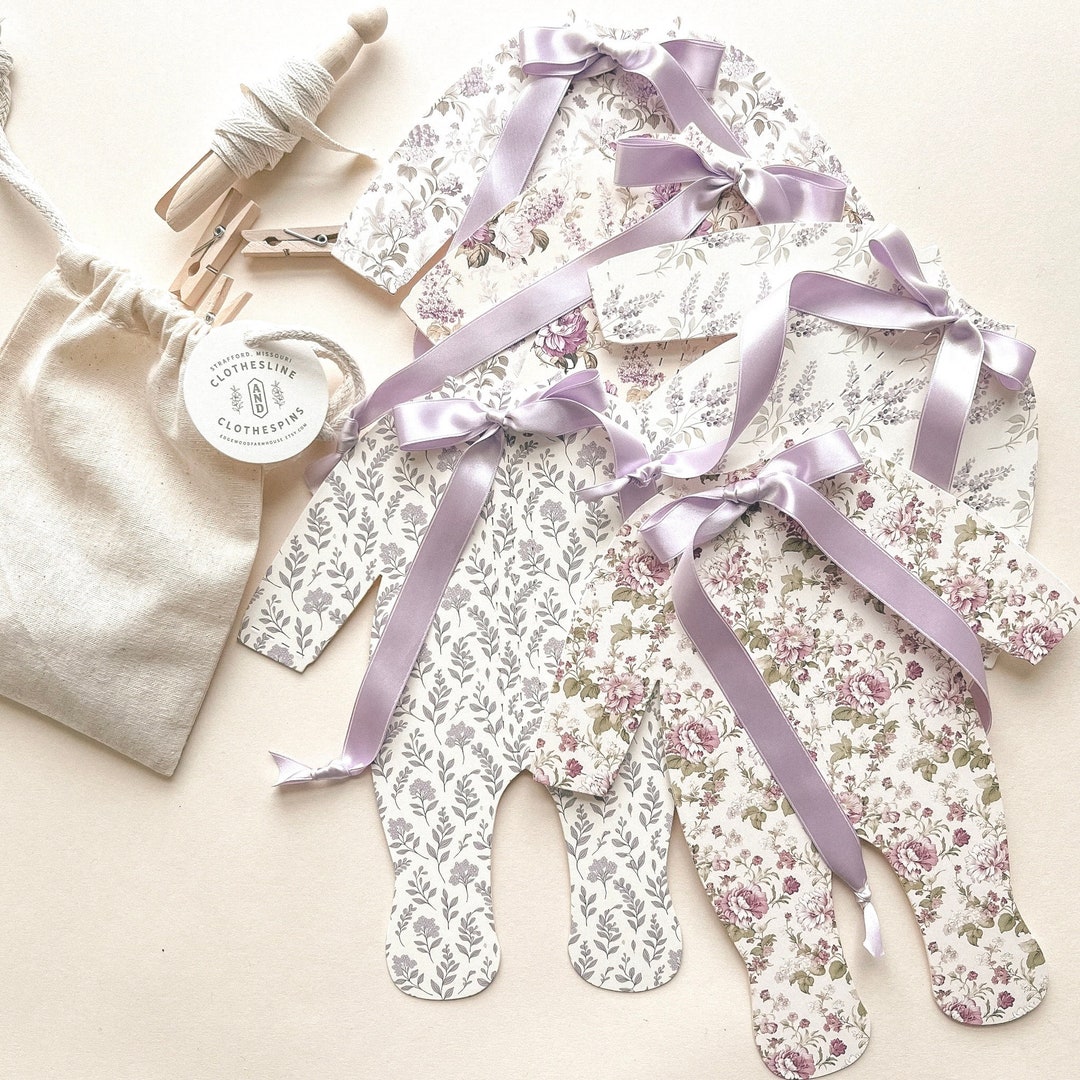 Lavender Baby Shower Banner, Elegant Lilac Floral Pajamas Decorations ...