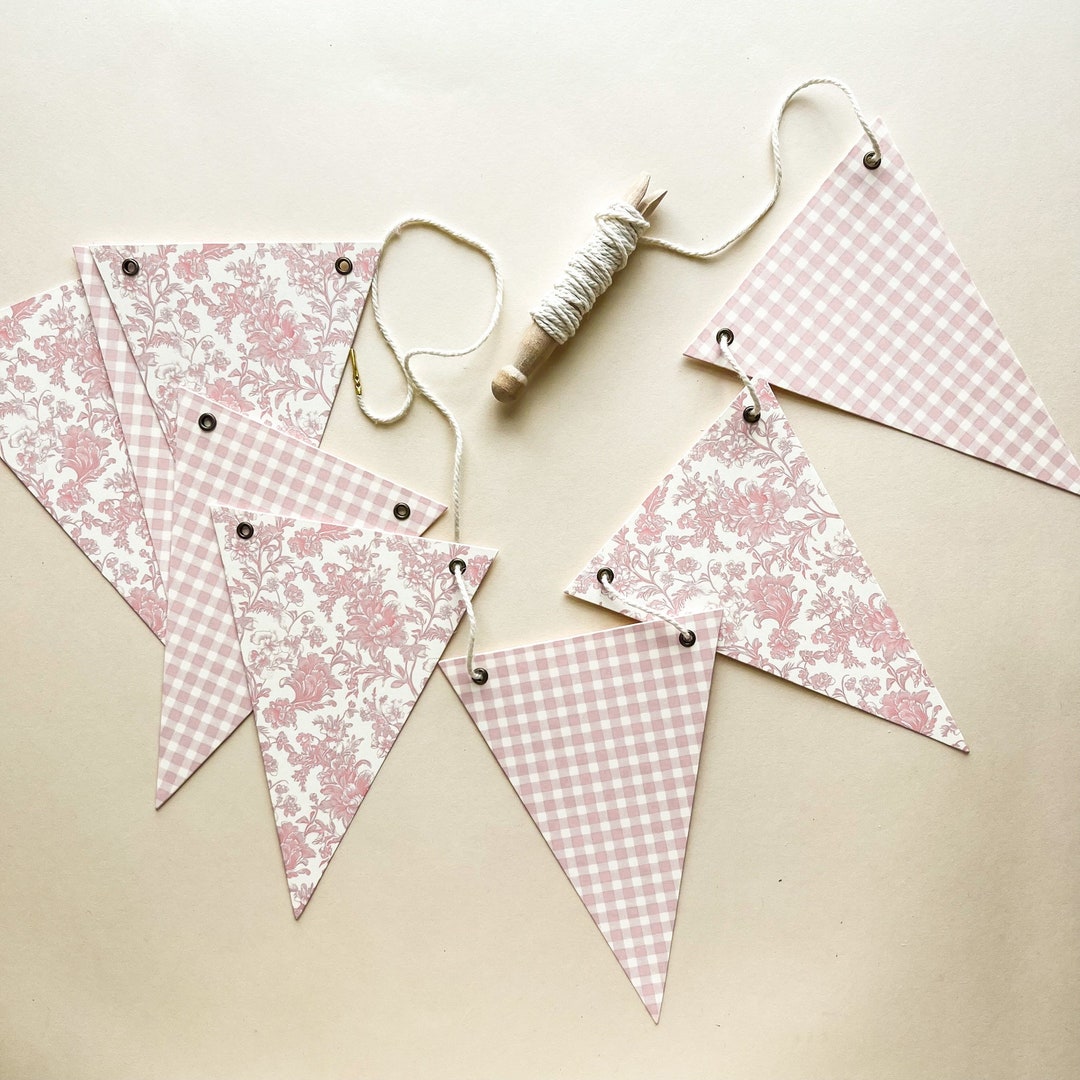 Pink Bunting Garland, Baby Shower Garland, Birthday, Picnic Bunting ...