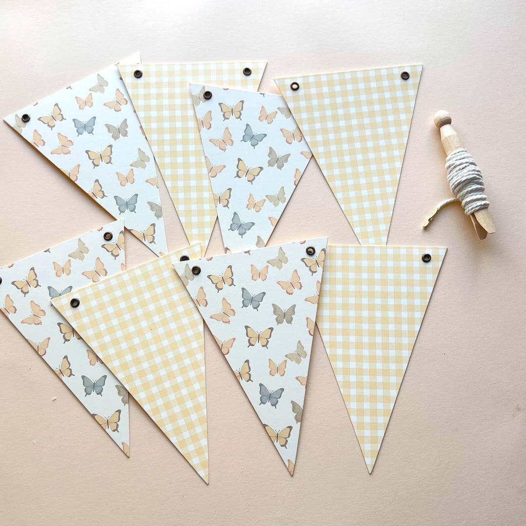Butterfly Gingham Bunting: Baby Shower Party Garland - Etsy