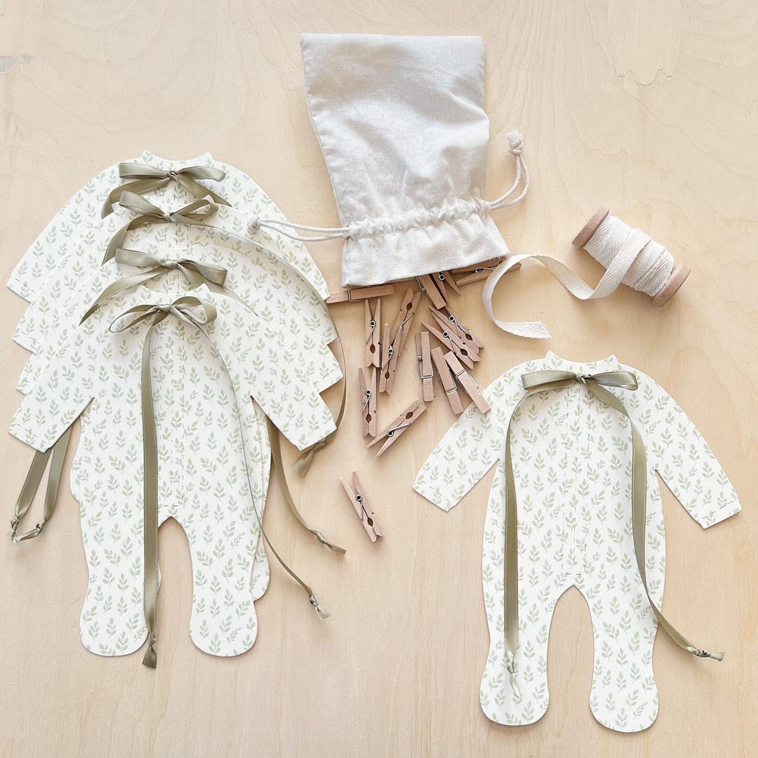 Sage Green Baby Shower Decoration: Clothesline Banner & Pins - Etsy