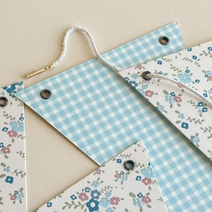 Bunting, Blue Floral Gingham Adjustable 5x7" Flags, Baby Shower ...
