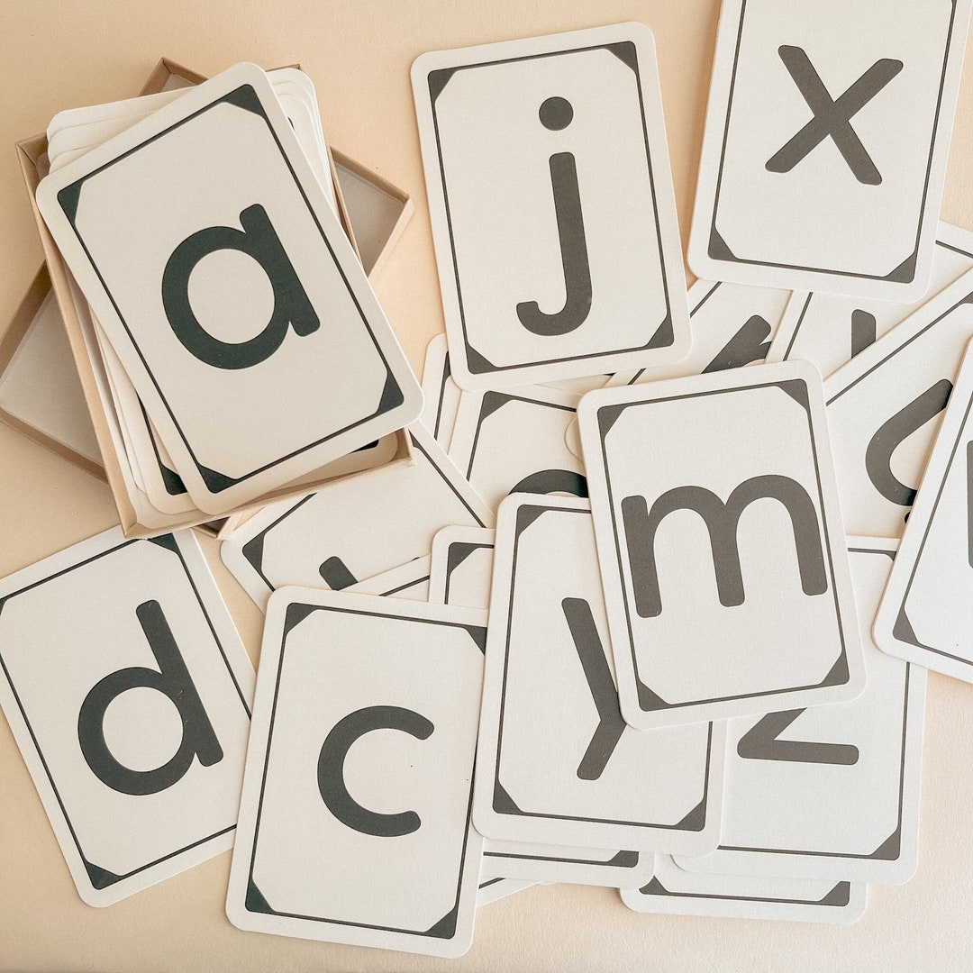Abc Alphabet Lowercase Flashcards, Black and White Minimal Design ...
