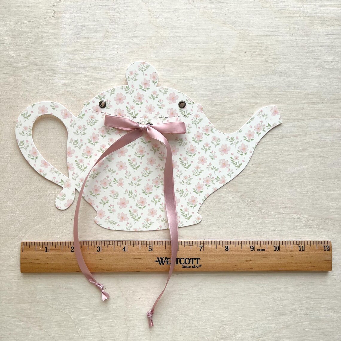 Floral Teapot Banner: Pink & Green Party Decor, 5 Large Teapots - Etsy
