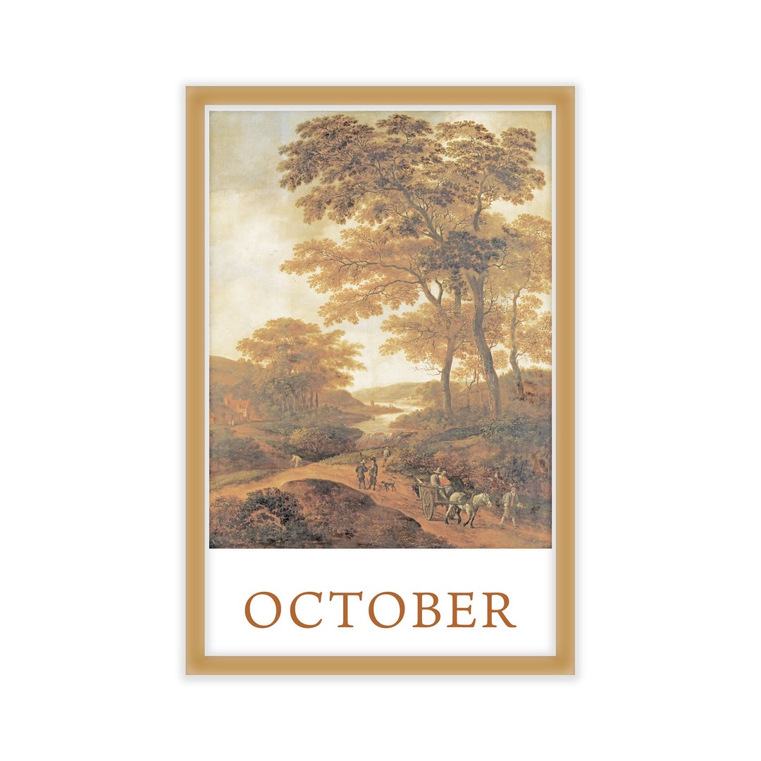 Month Art Print for October Calendar Gift Month Art October Month Art ...