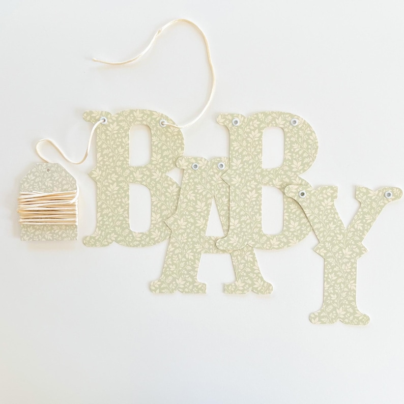 Custom Baby Shower Banner, Sage & Buttercream Floral Botanical, Vintage ...