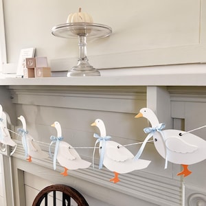 Baby Shower Decoration, Goose With Blue Gingham Bows, Nursery Decor ...