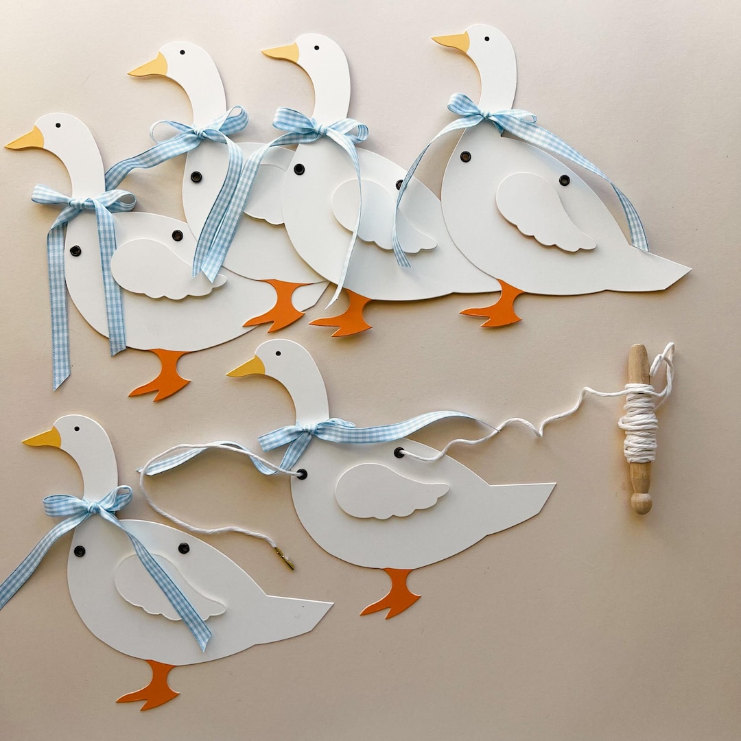 Baby Shower Decoration, Goose With Blue Gingham Bows, Nursery Decor ...