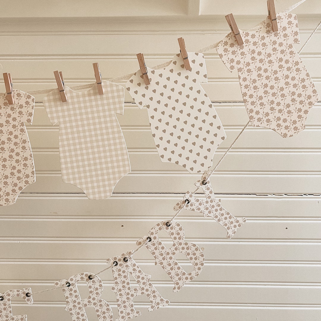 Beige Banner for Neutral Baby Shower, Bodysuit Banner Beige, Natural ...