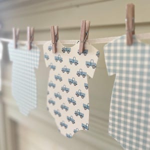 Baby Shower Blue Truck Banner, Baby Boy Shower Decor, Blue Gingham ...