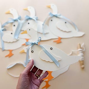 Baby Shower Decoration, Goose With Blue Gingham Bows, Nursery Decor ...