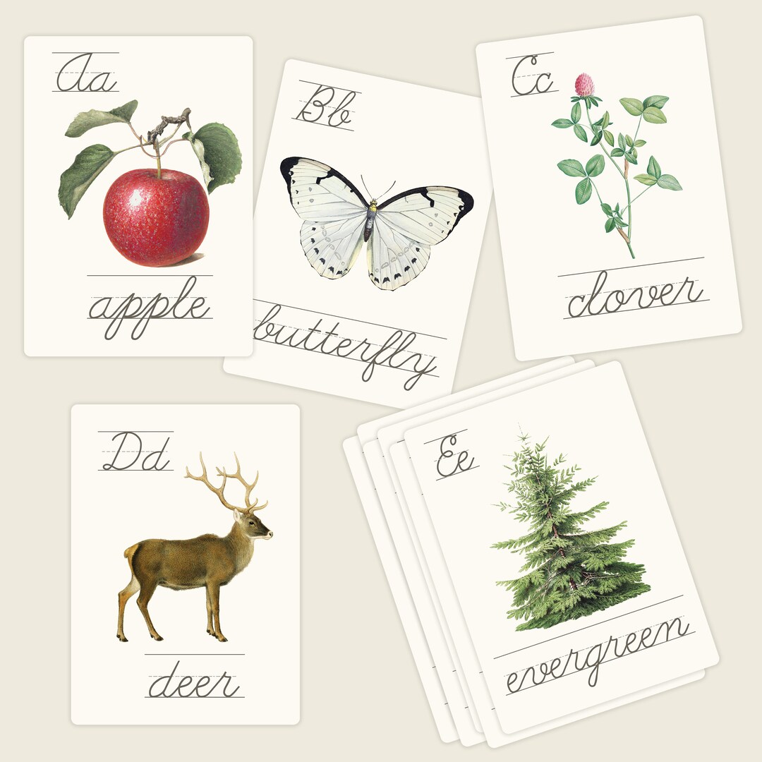 Cursive Alphabet Cards - Etsy