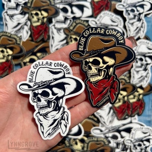 Blue Collar Cowboy Sticker - Lineman Sticker , Hard Hat Sticker , Blue ...