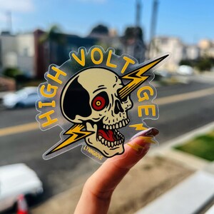 High Voltage Skull Sticker Weatherproof Vinyl LINEMAN Hard Hat Sticker ...