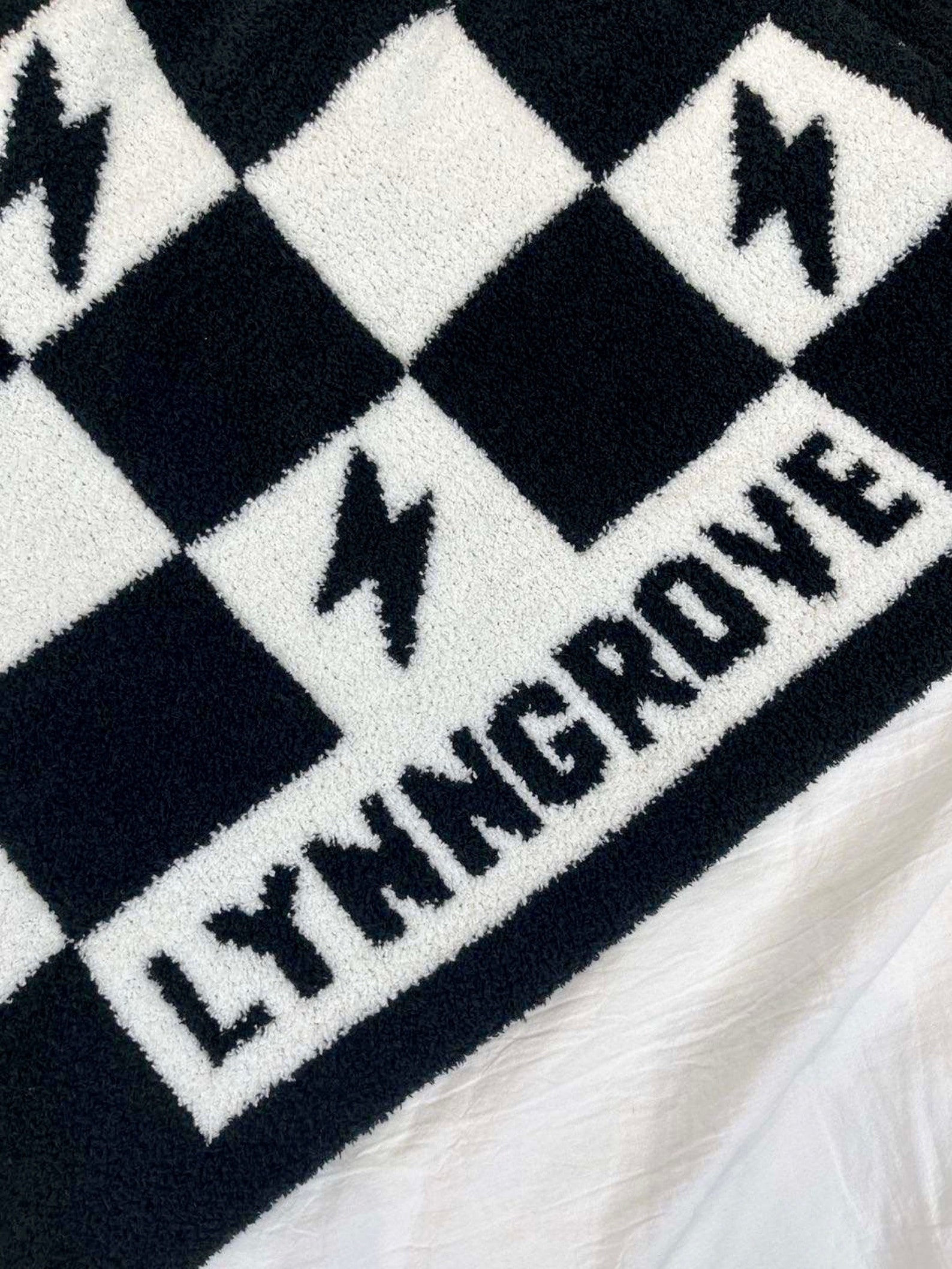 Lightning Bolt Checkered Knit Blanket - Lineman Blanket - Lifewife ...
