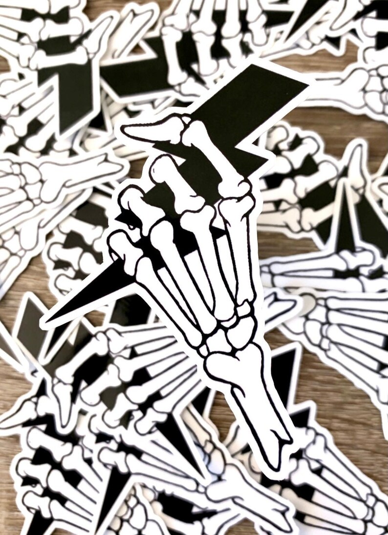 Skeleton Hand Lightning Bolt Sticker Weatherproof Vinyl - Etsy