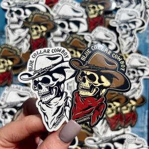 Blue Collar Cowboy Sticker - Lineman Sticker , Hard Hat Sticker , Blue ...