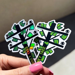 Money Tree Pole Sticker - Lineman Sticker, Hard Hat Sticker | Blue ...