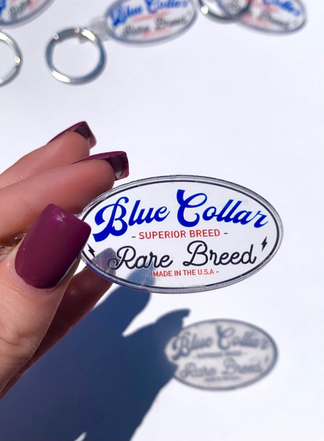 Blue Collar Acrylic Keychain - Rare Breed Keychain - LINEMAN Hard Hat ...