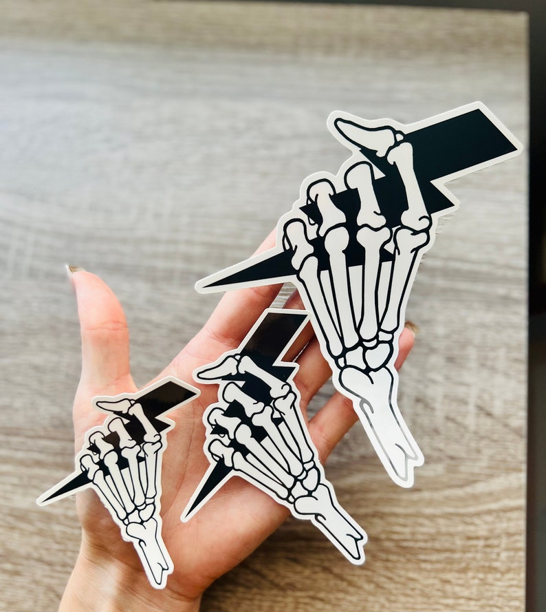 Skeleton Hand Lightning Bolt Sticker Weatherproof Vinyl - Etsy
