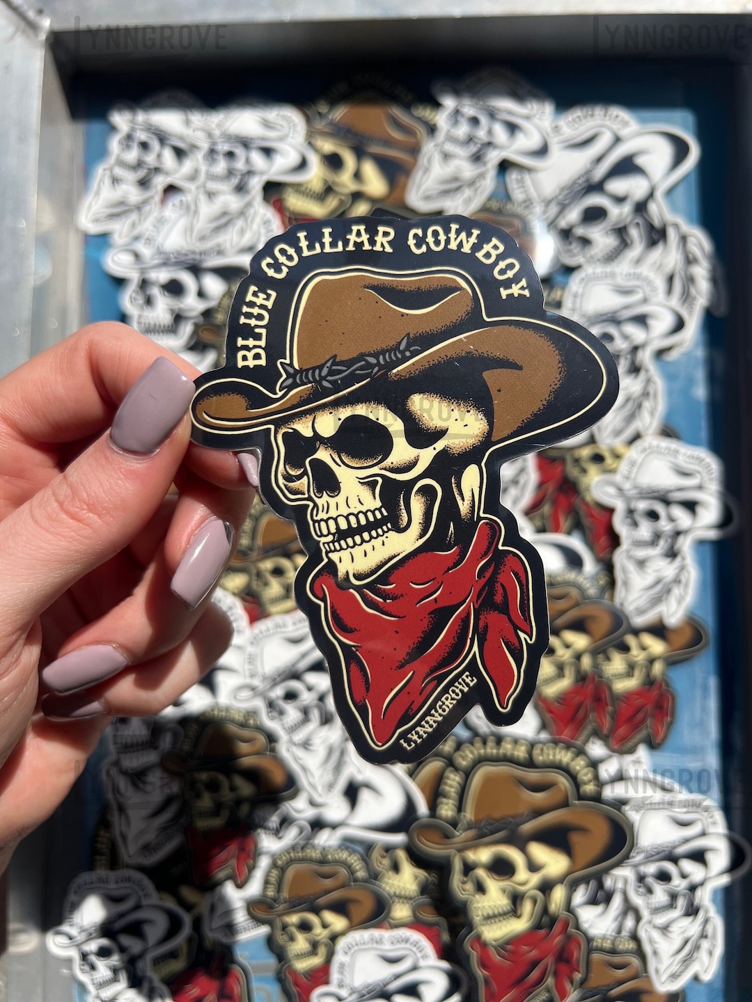 Blue Collar Cowboy Sticker - Lineman Sticker , Hard Hat Sticker , Blue ...