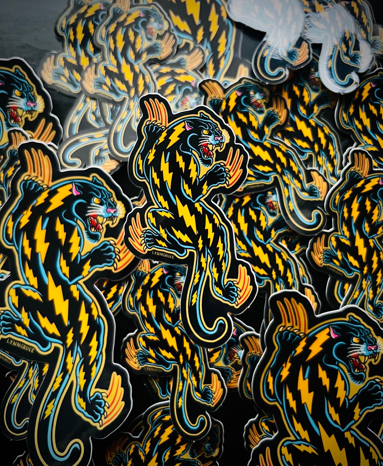 Traditional Panther Sticker - Traditional Tattoo, Lineman Sticker Hard ...