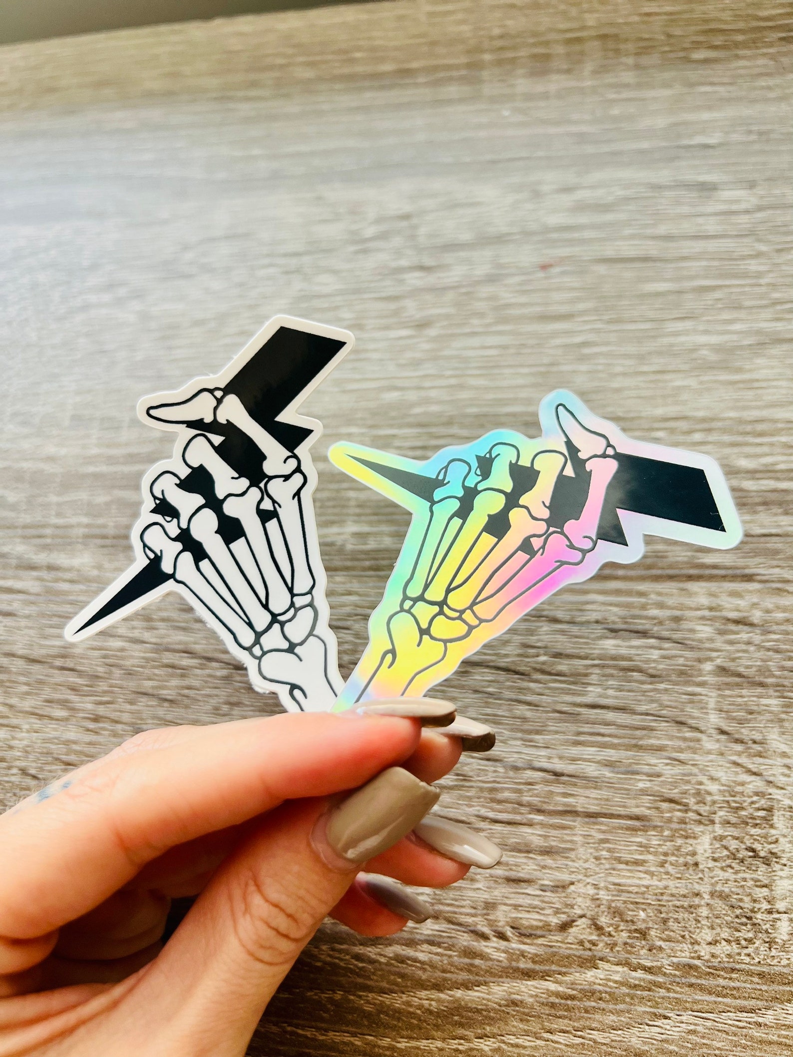 Skeleton Hand Lightning Bolt Sticker Weatherproof Vinyl - Etsy