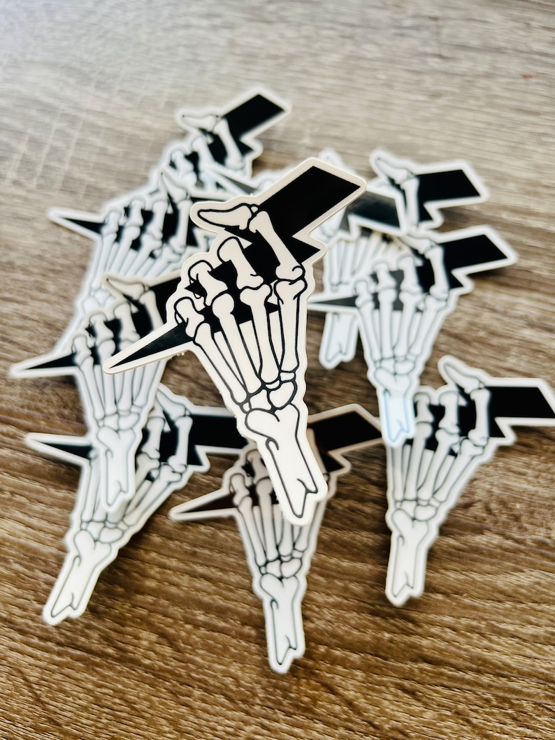 Skeleton Hand Lightning Bolt Sticker Weatherproof Vinyl - Etsy