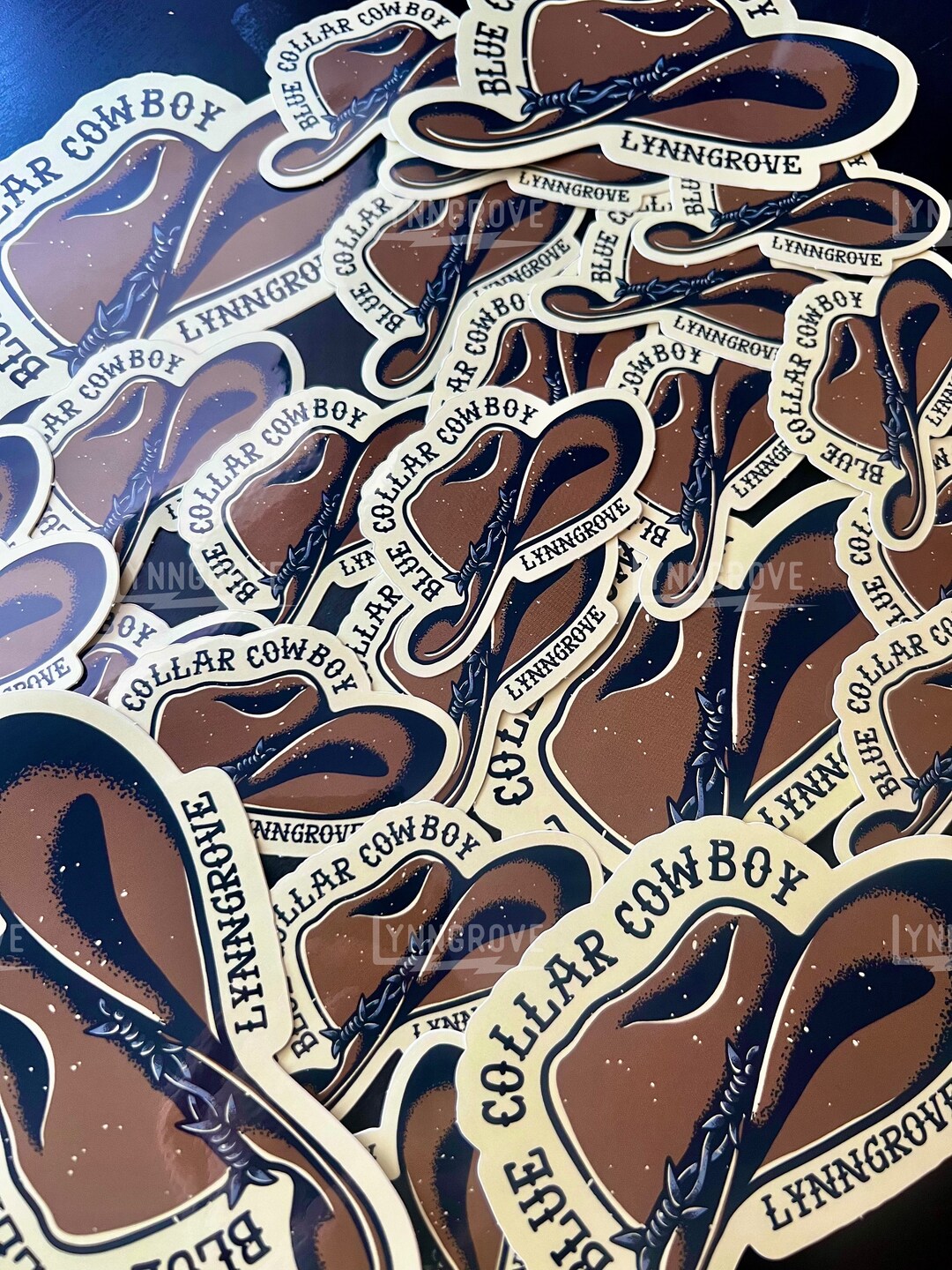 Blue Collar Cowboy Hat Sticker Lineman Sticker, Hard Hat Sticker, Blue ...
