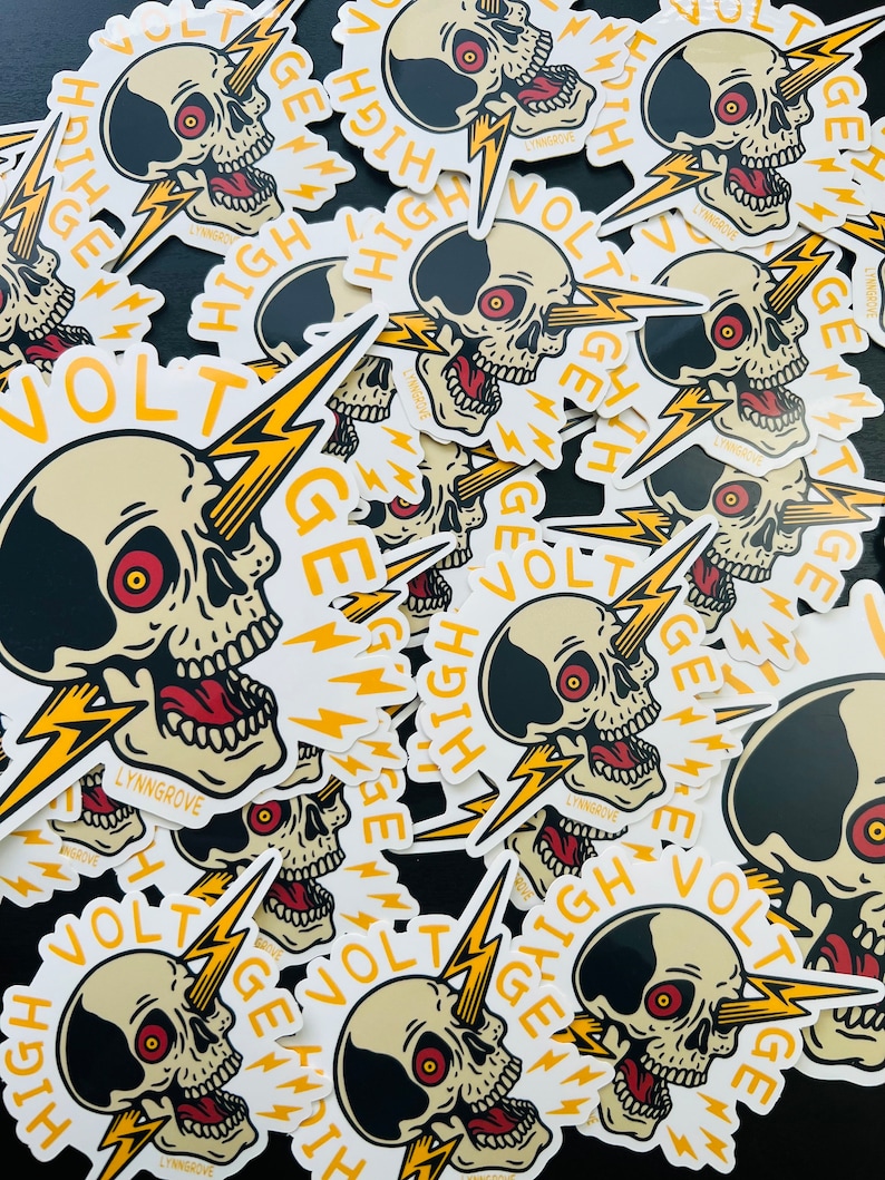 High Voltage Skull Sticker Weatherproof Vinyl LINEMAN Hard - Etsy