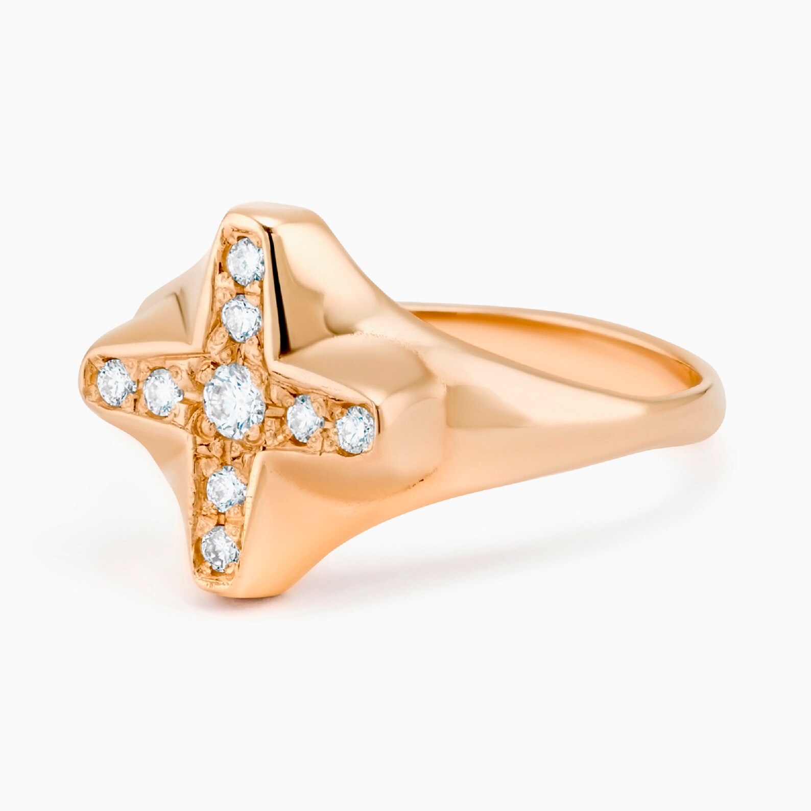 Diamond Signet Ring in 14K Gold Cross Shaped Cross Signet - Etsy