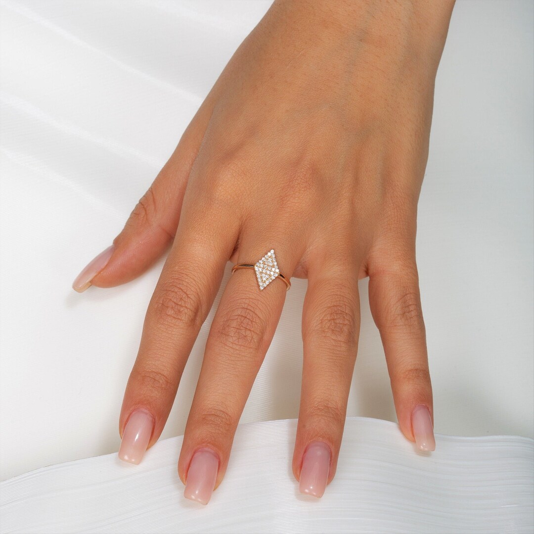 Diamond Shape Geometric Modern Minimal Ring Diamond Ring - Etsy
