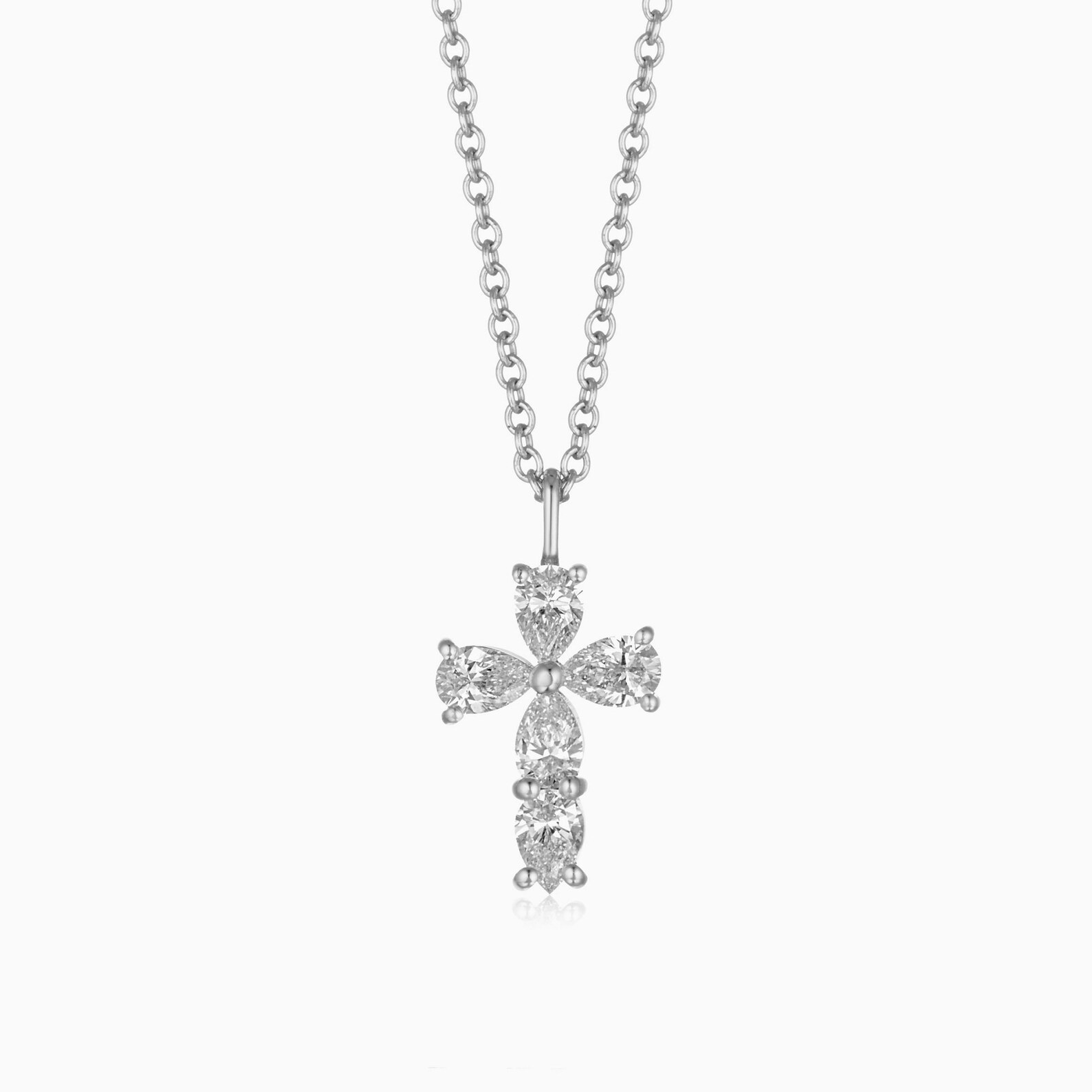 Cross Shape Diamond Necklace Pear Diamond Cut Cross Necklace - Etsy