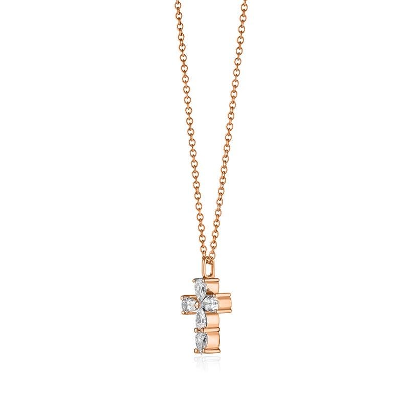 Cross Shape Diamond Necklace - Pear Diamond Cut Cross Necklace in 14k ...