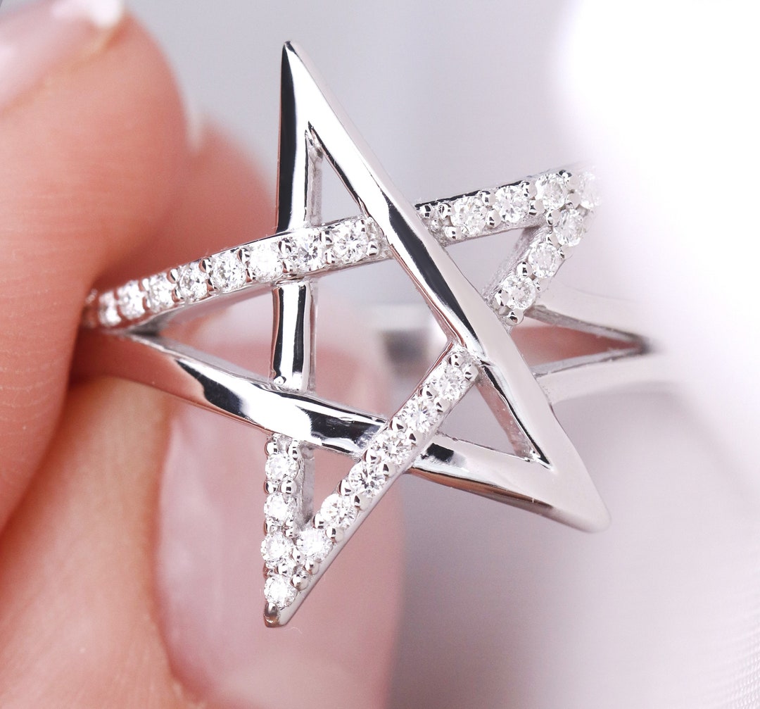 Star Diamond Ring in 14k Gold 0.17 Carat Natural Diamond - Etsy