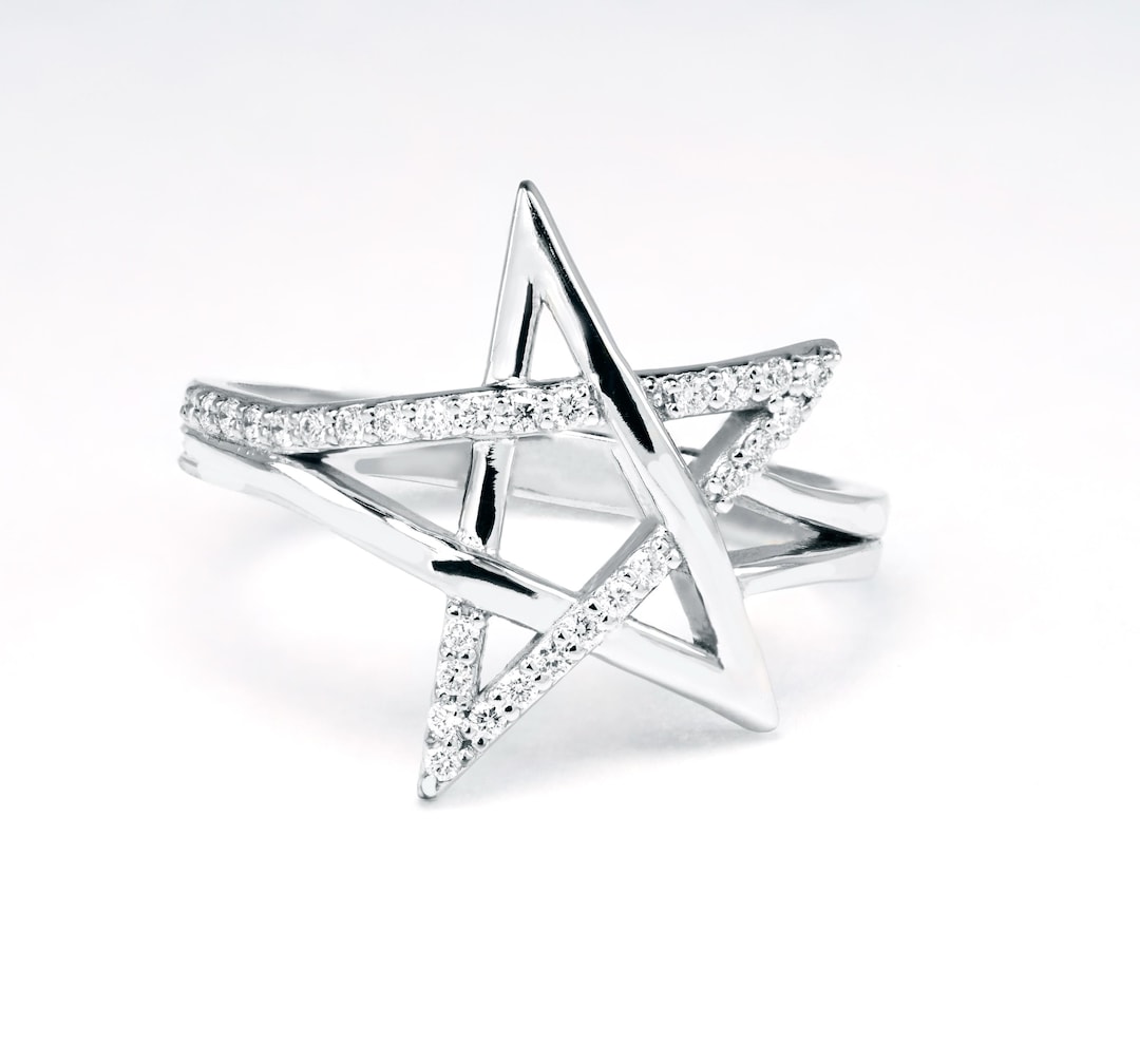 Star Diamond Ring in 14k Gold ,0.17 Carat Natural Diamond, Star of ...