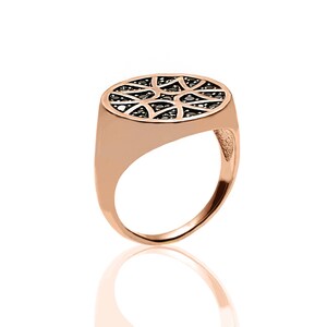 Mandala Style Signet Ring in 14K Gold, Chunky Gold Ring, Big Gold ...