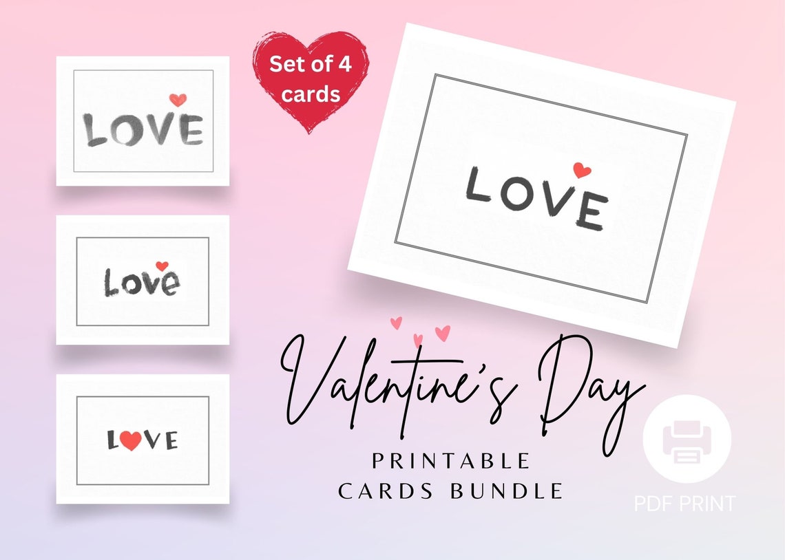 Printable Valentine Cards for School, Valentines Day Card, Simple ...