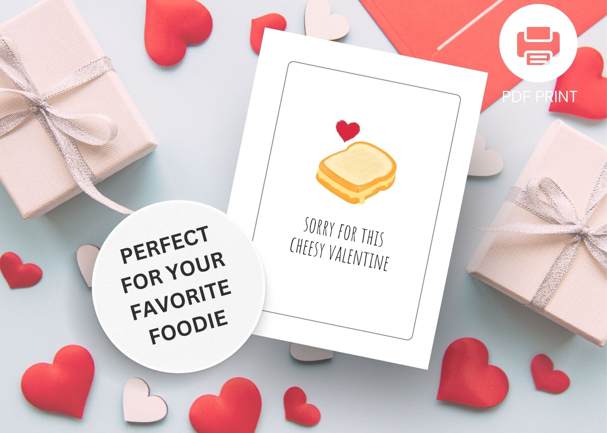 Printable Valentine Cards for School, Funny Valentines Day Card, Foodie ...