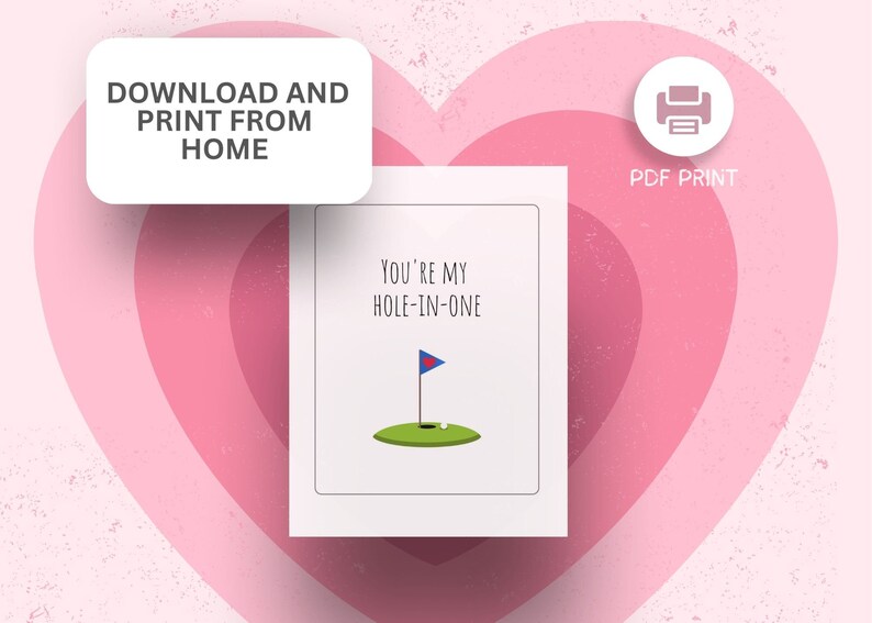 Printable Valentine Cards for Husband, Valentines Day Card, Golf Themed ...