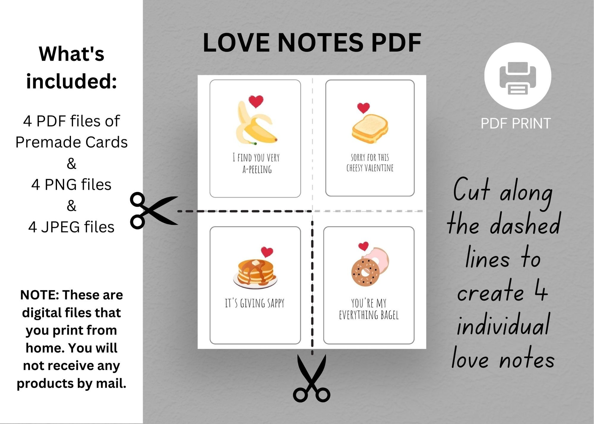 Printable Valentine Cards for School, Funny Valentines Day Card, Foodie ...